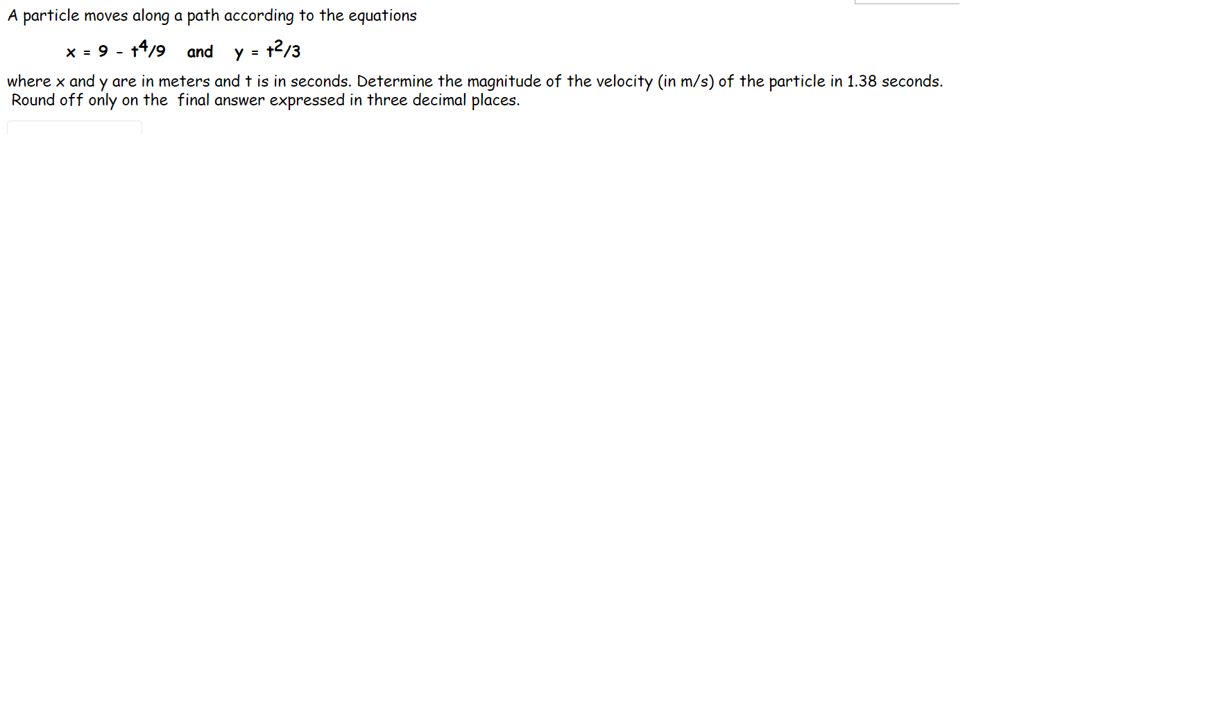 Solved A particle moves along a path according to the | Chegg.com