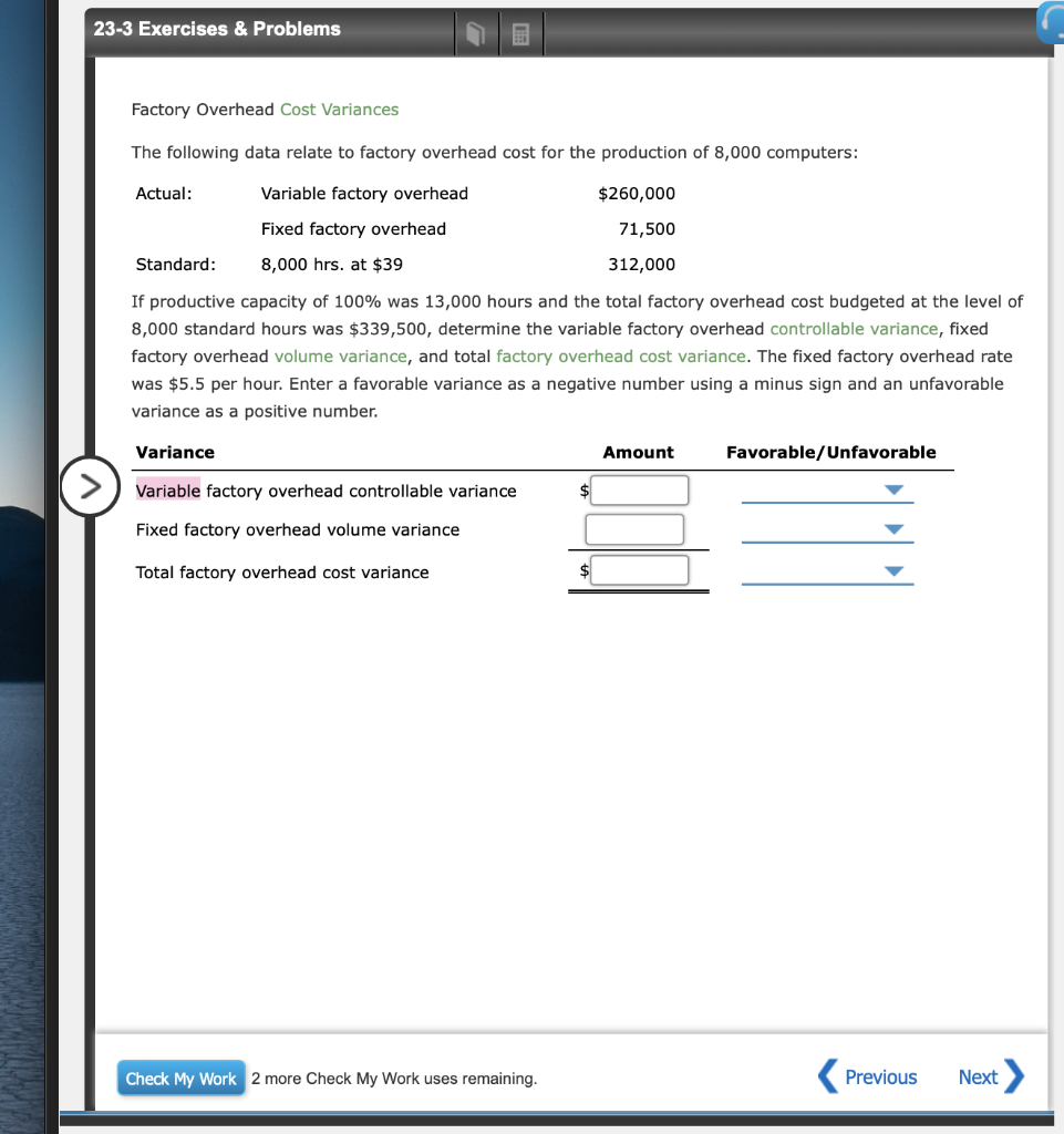 Solved 23-3 Exercises & Problems Factory Overhead Cost | Chegg.com