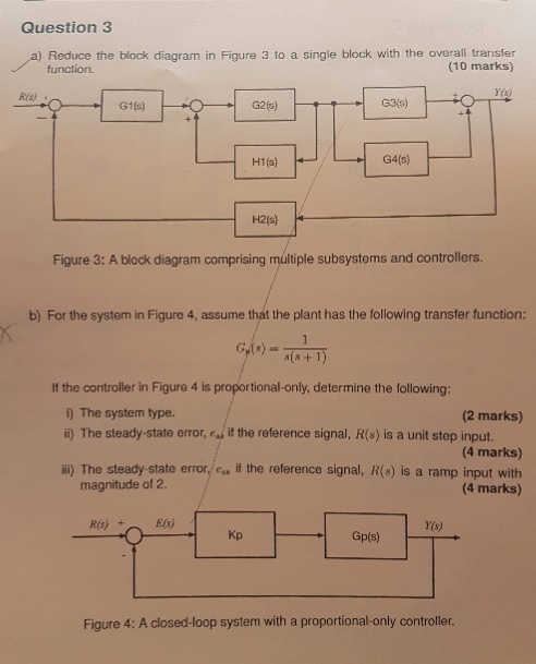 Solved Question 3 ) Reduce the block diagram in Figure 3 to | Chegg.com