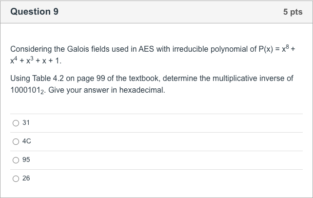 Solved Table 4.2 Multiplicative inverse table in GF(28) for | Chegg.com