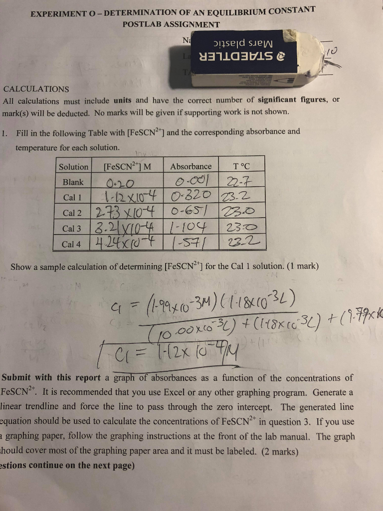 I'm Stuck On Question 4a.) In Part 1 Of This Exper... | Chegg.com