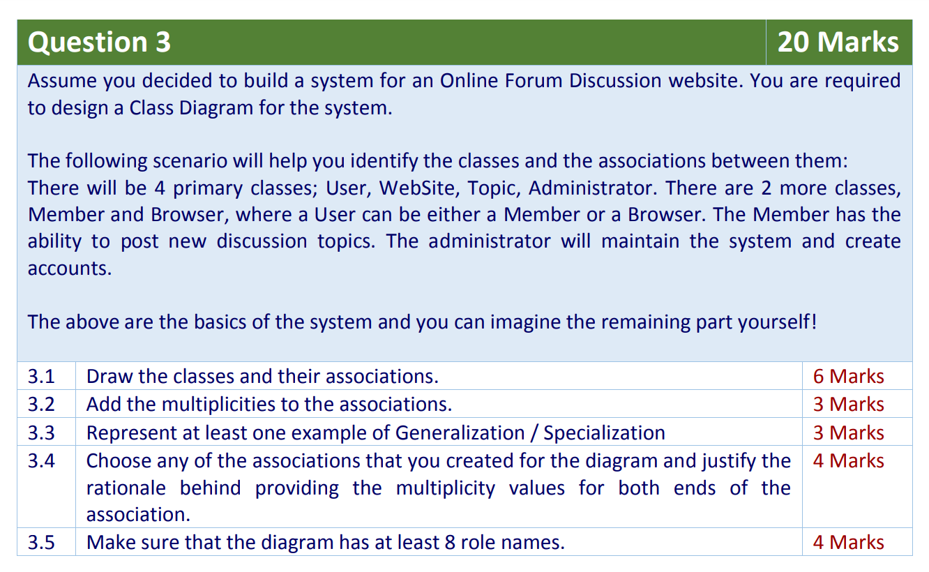 Solved Question 3 20 Marks Assume you decided to build a | Chegg.com