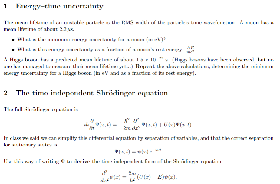Solved 1 Energy-time uncertainty The mean lifetime of an | Chegg.com