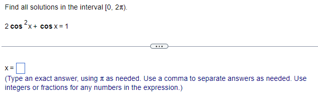 Solved Find all solutions in the interval [0,2pi). | Chegg.com