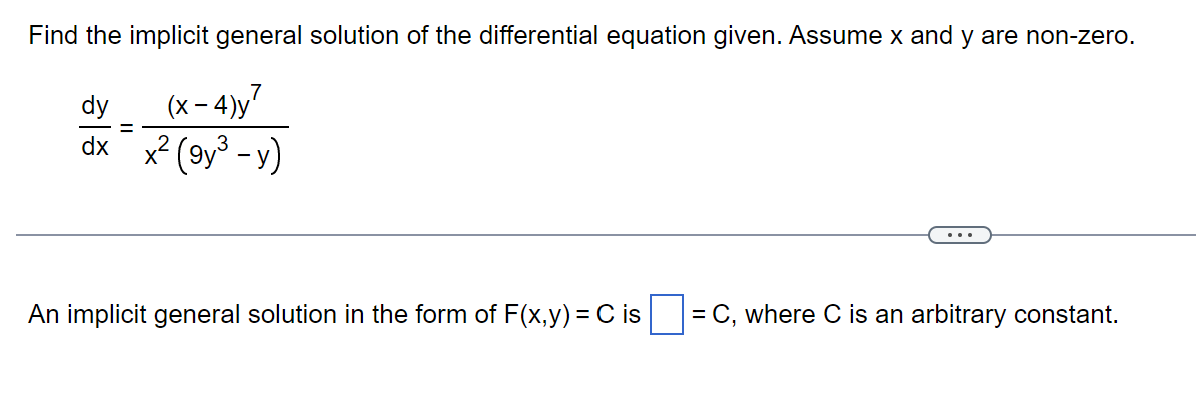 Solved Find the implicit general solution of the | Chegg.com