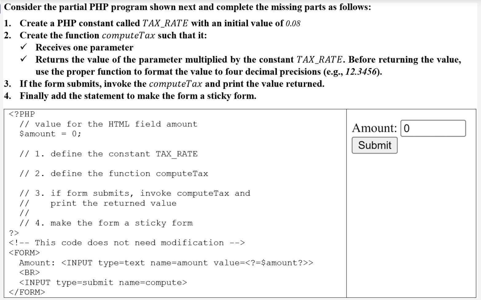 Solved Consider the partial PHP program shown next and | Chegg.com