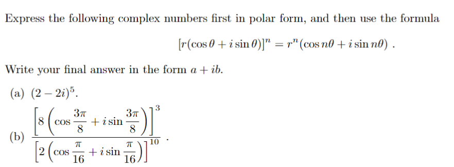 Solved Express the following complex numbers first in polar | Chegg.com