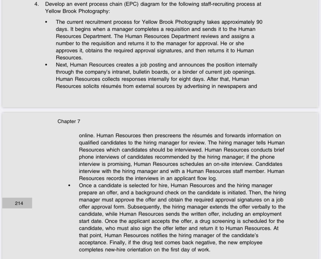 4. Develop an event process chain (EPC) diagram for | Chegg.com