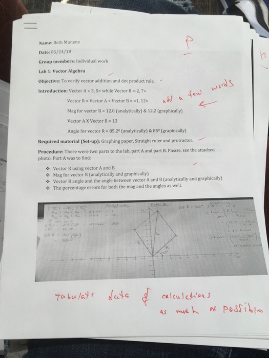 Solved I need help in this lab report, how to tabulate my | Chegg.com