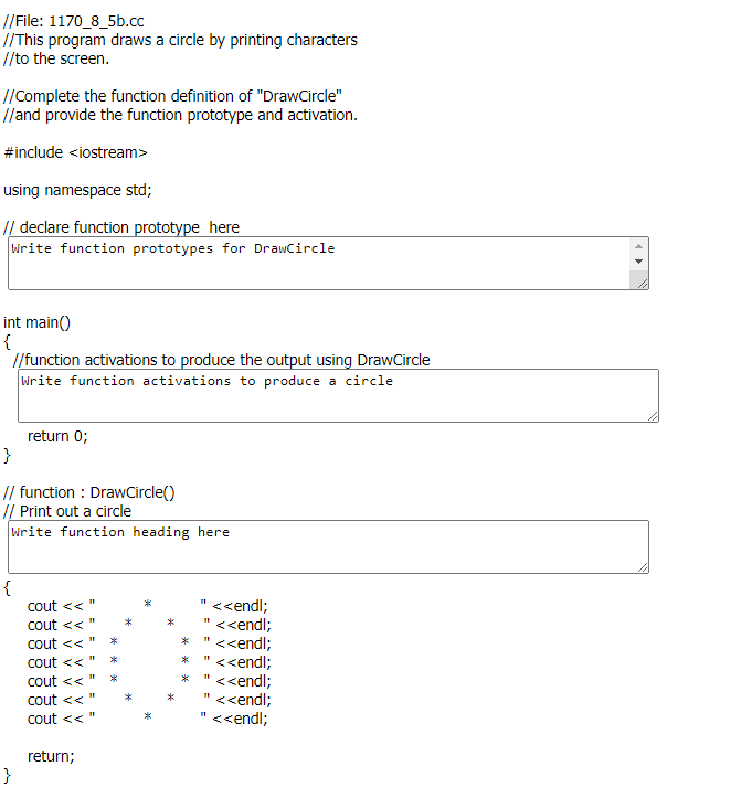 Solved [/File: 1170_8_5b.cc //This program draws a circle by | Chegg.com