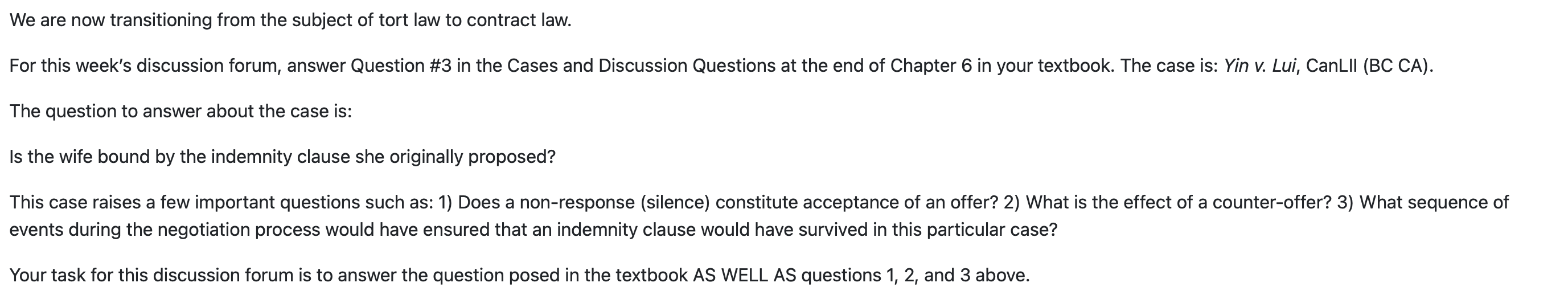 Solved 3. Yin v. Lui, 2015 CanLII (BC CA) When the parties' | Chegg.com
