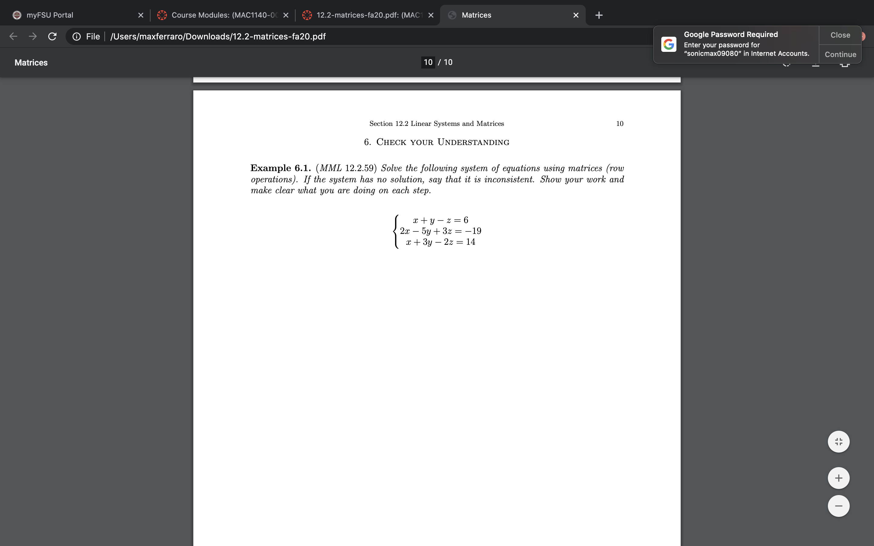 Solved myFSU Portal х Course Modules: (MAC1140-00 X | Chegg.com