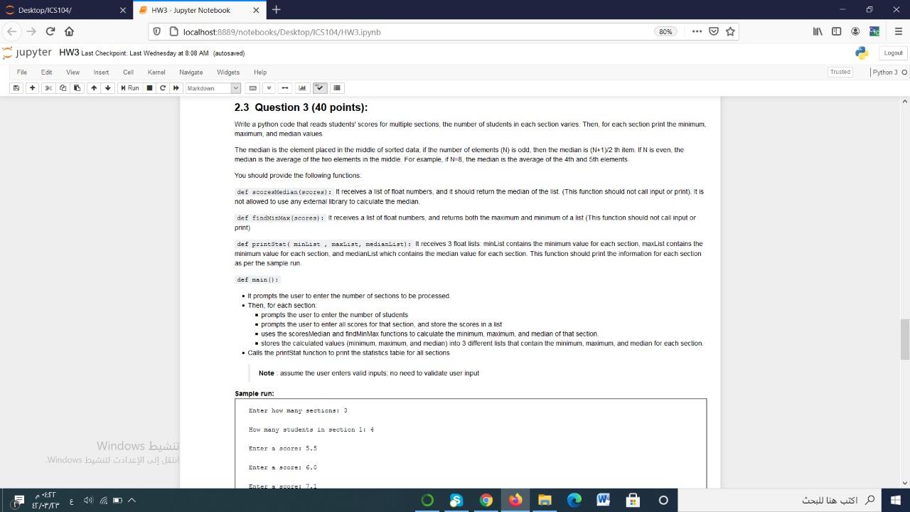 Solved Desktop/ICS104/ X HW3 - Jupyter Notebook X + х C O | Chegg.com