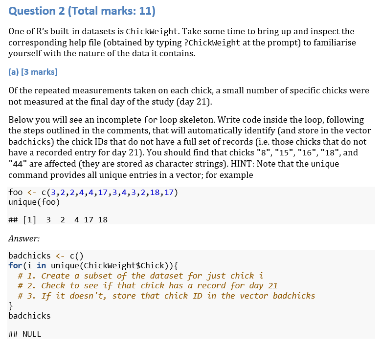Solved Question 2 (Total marks: 11) One of R's built-in | Chegg.com
