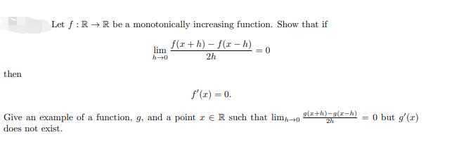 Solved Let f: RR be a monotonically increasing function. | Chegg.com