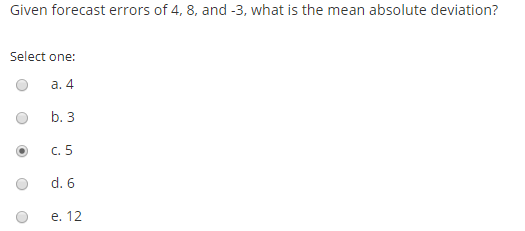 Solved Given forecast errors of 4, 8, and 3, what is the | Chegg.com