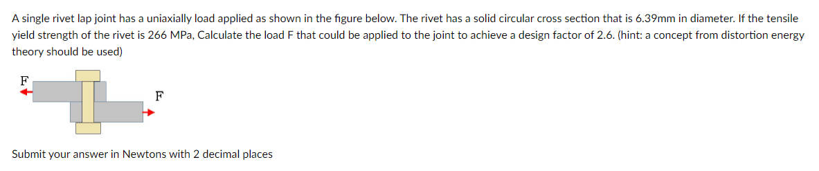 Solved A single rivet lap joint has a uniaxially load | Chegg.com
