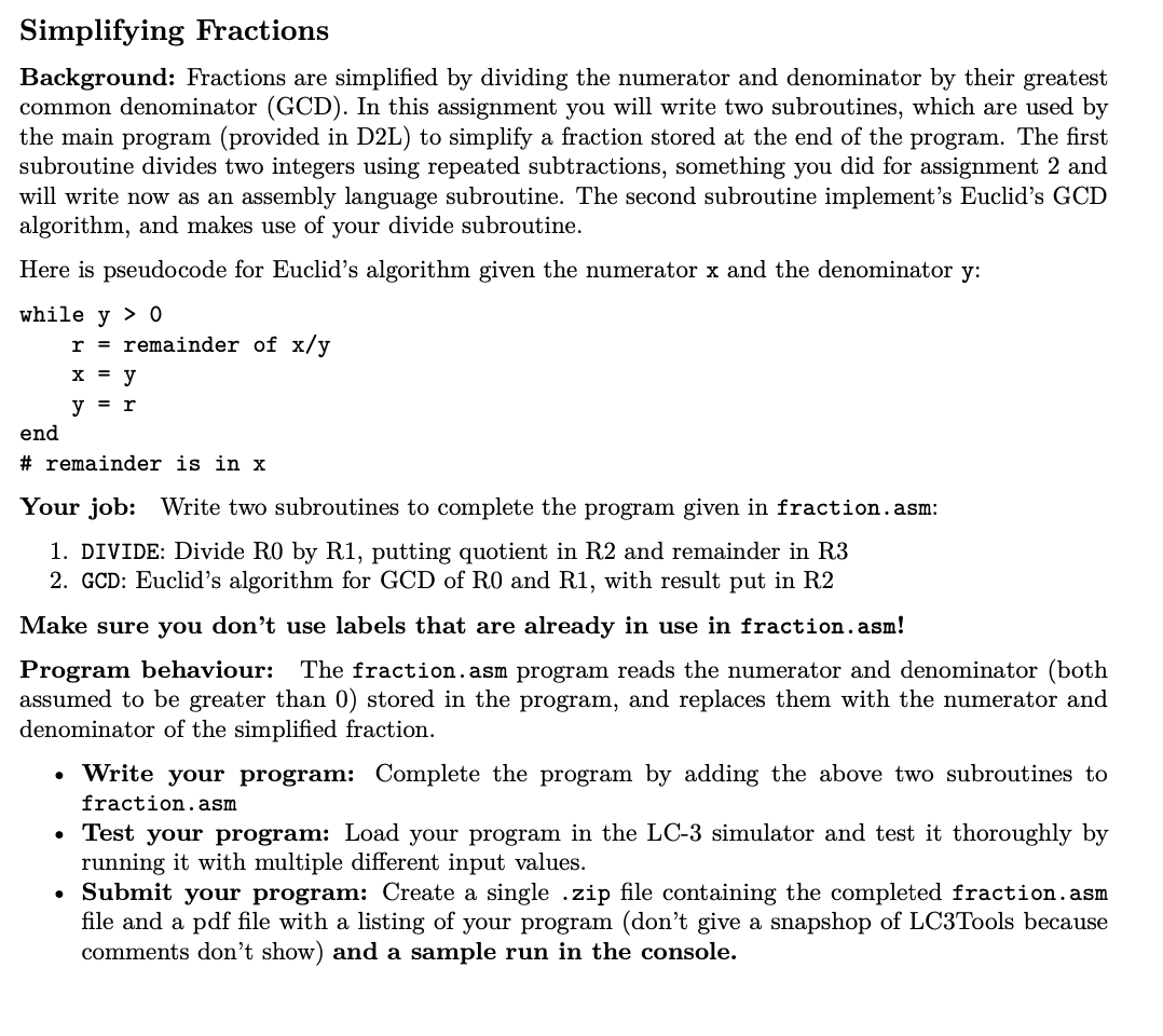 Solved Simplifying FractionsBackground: Fractions are | Chegg.com
