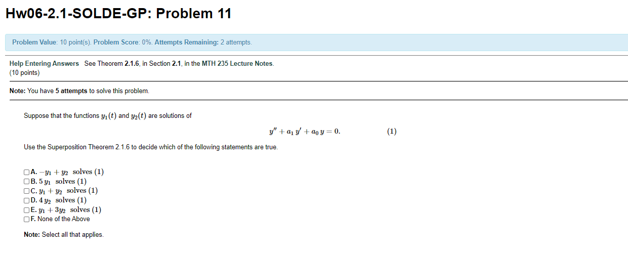 Solved Hw06-2.1-SOLDE-GP: Problem 11 Problem Value: 10 | Chegg.com