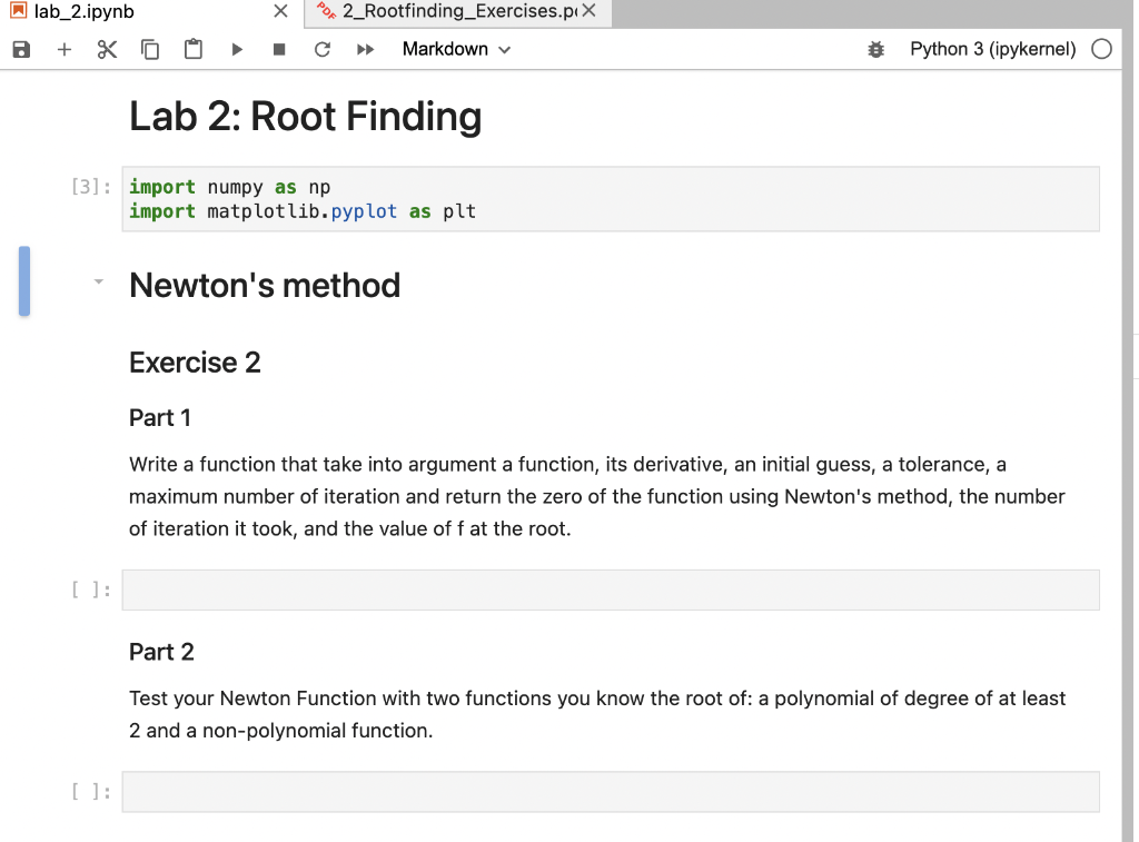 use python coding in jupyter while using the Newton's | Chegg.com