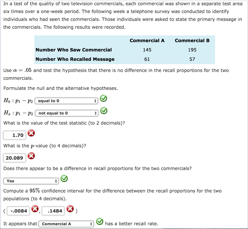 Solved In a test of the quality of two television | Chegg.com