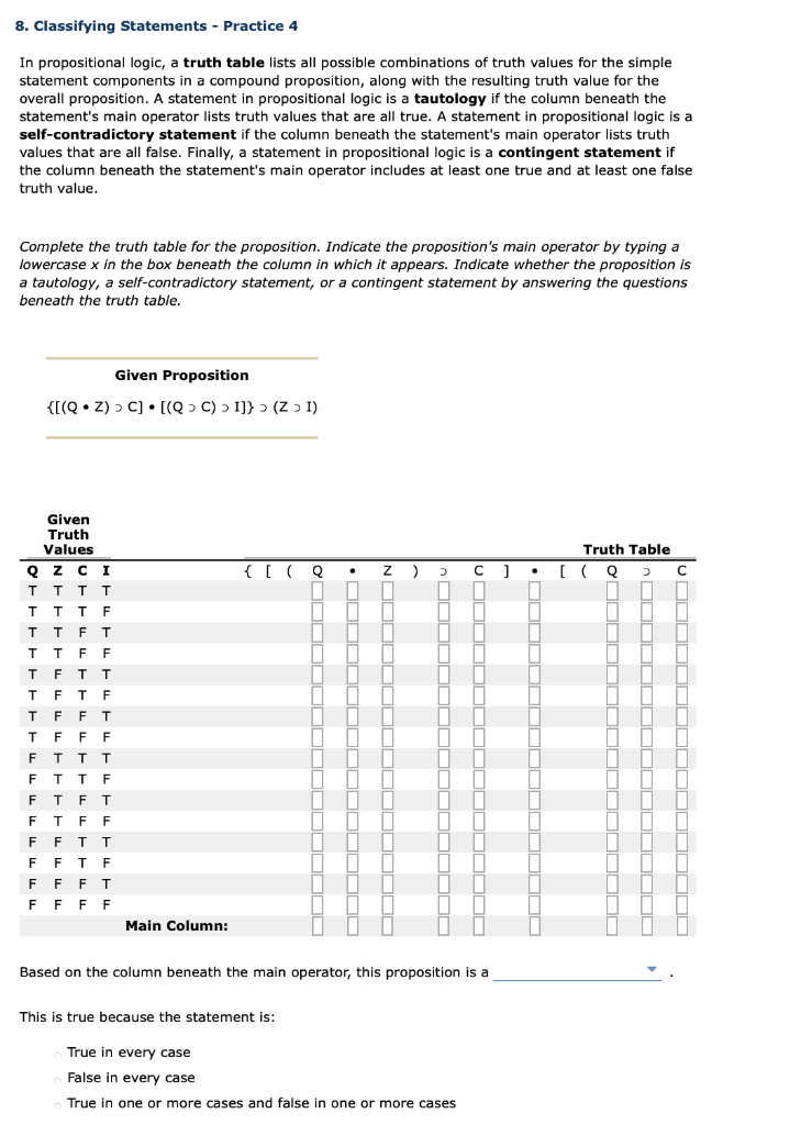 Solved 8. Classifying Statements - Practice 4 In | Chegg.com