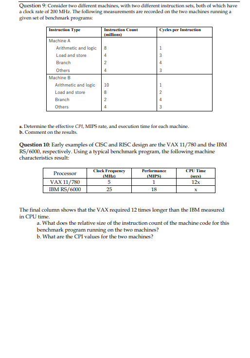 Solved Question 9: Consider two different machines, with two | Chegg.com