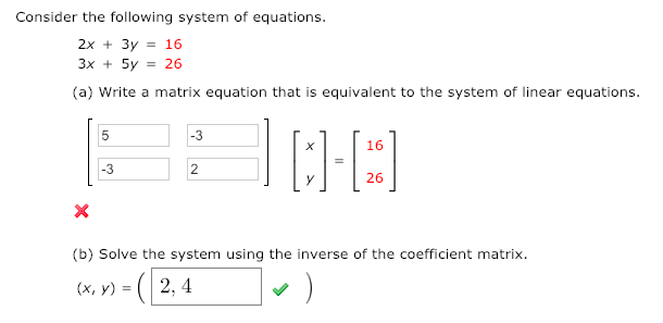 Solved Consider the following system of equations. 2x 3y 16 | Chegg.com