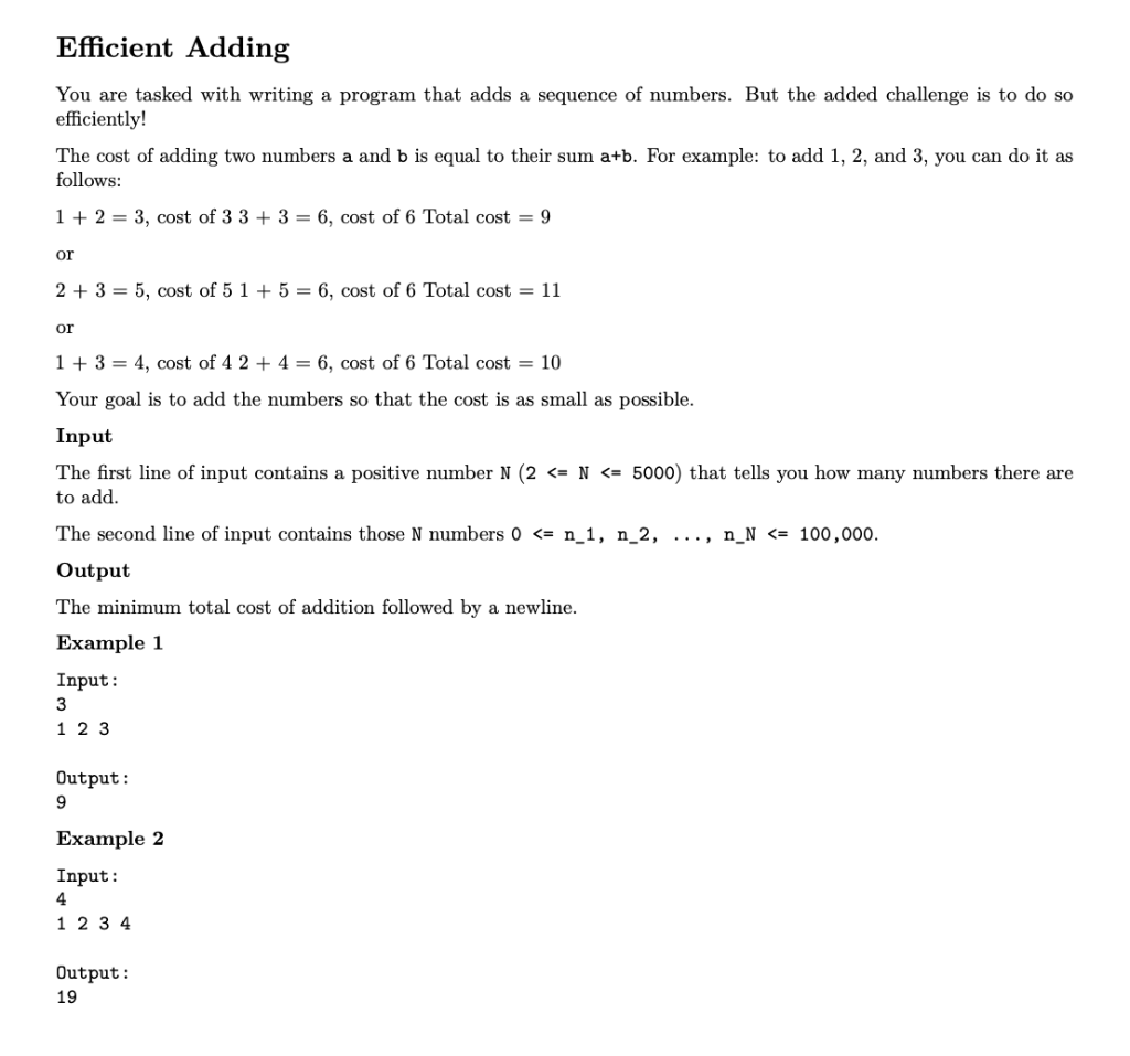 Solved Efficient Adding You are tasked with writing a | Chegg.com