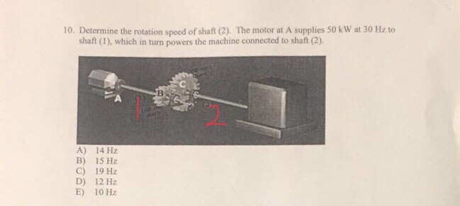 Solved 10. Determine the rotation speed of shaft (2). The | Chegg.com