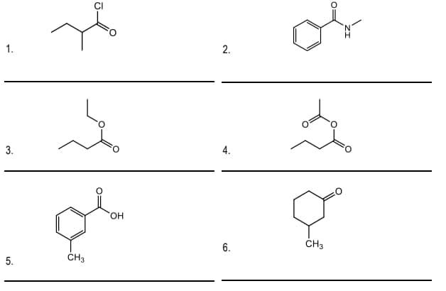 Solved 1. 2. ů 3. 4. он q 안 q 6. CH3 5. CH3 | Chegg.com