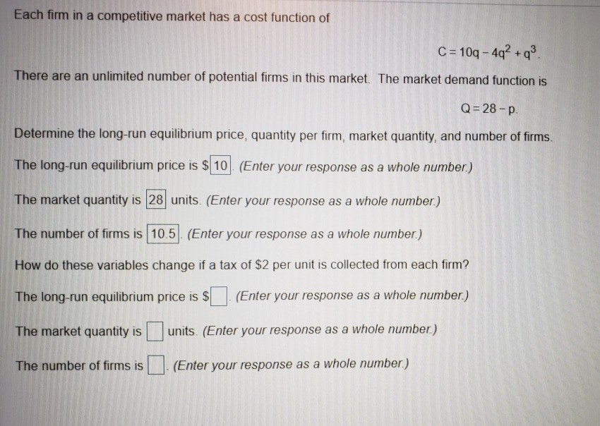 Solved Each firm in a competitive market has a cost function | Chegg.com