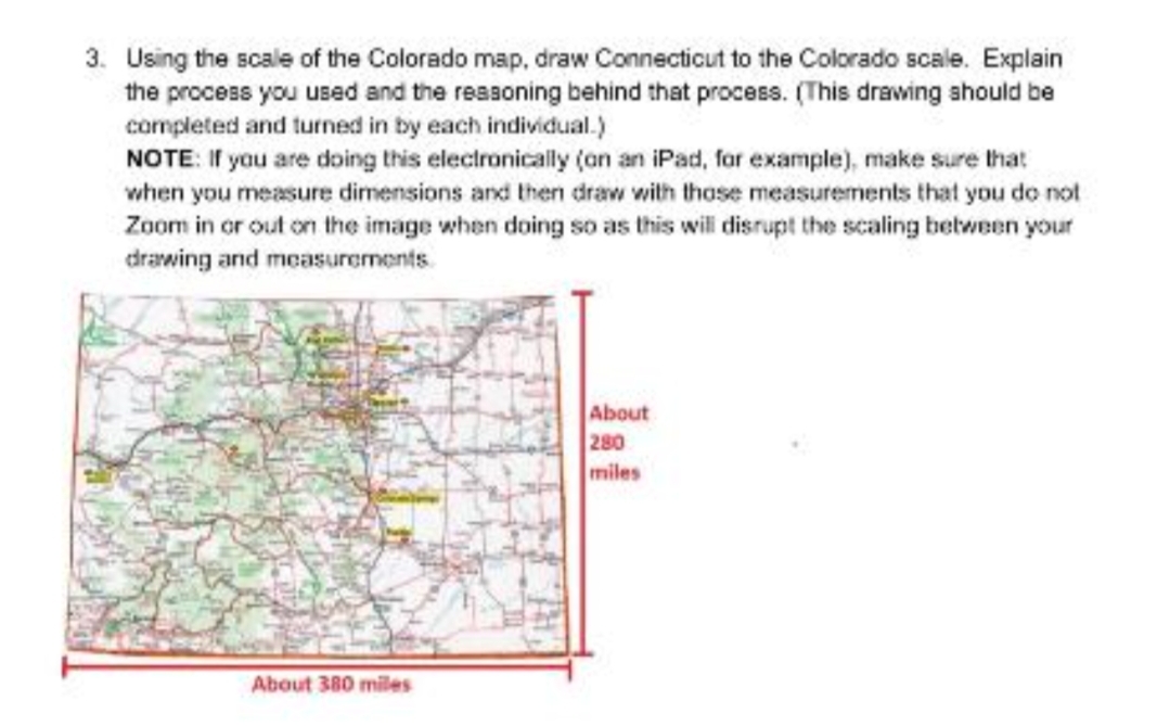 Solved 3. Using the scale of the Colorado map, draw | Chegg.com