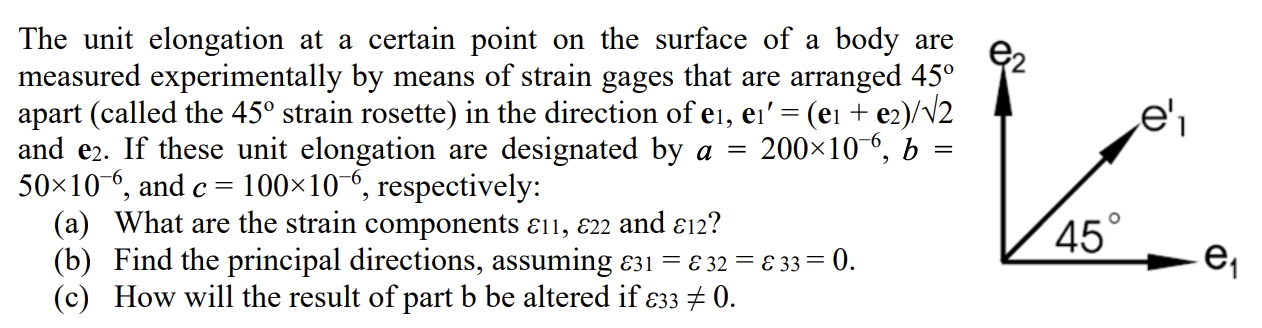 Solved The unit elongation at a certain point on the surface | Chegg.com