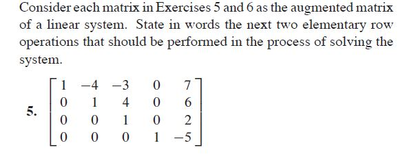 Solved Consider each matrix in Exercises 5 and 6 as the | Chegg.com