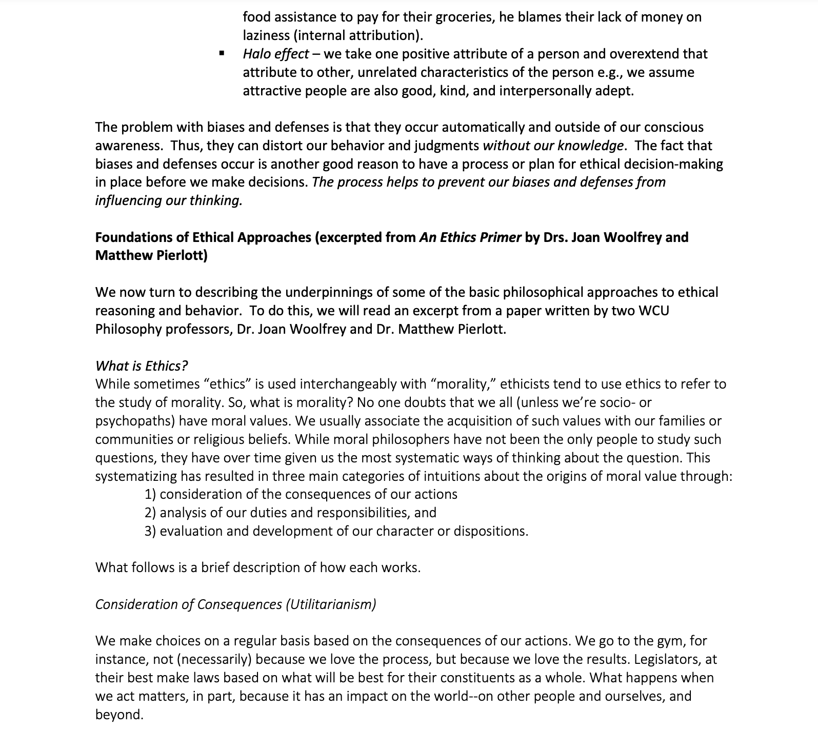 Solved Download and read through: Ethics Reading | Chegg.com