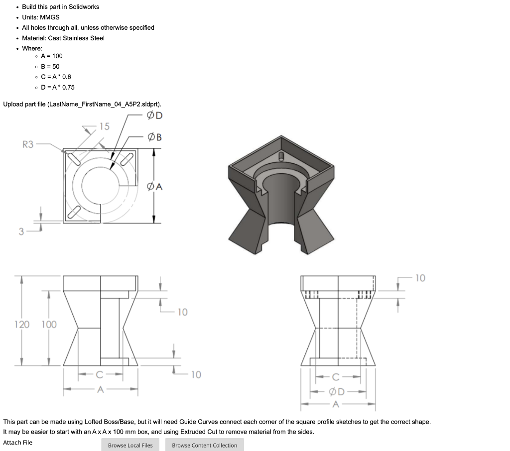 Solved - Build this part in Solidworks - Units: MMGS - All | Chegg.com