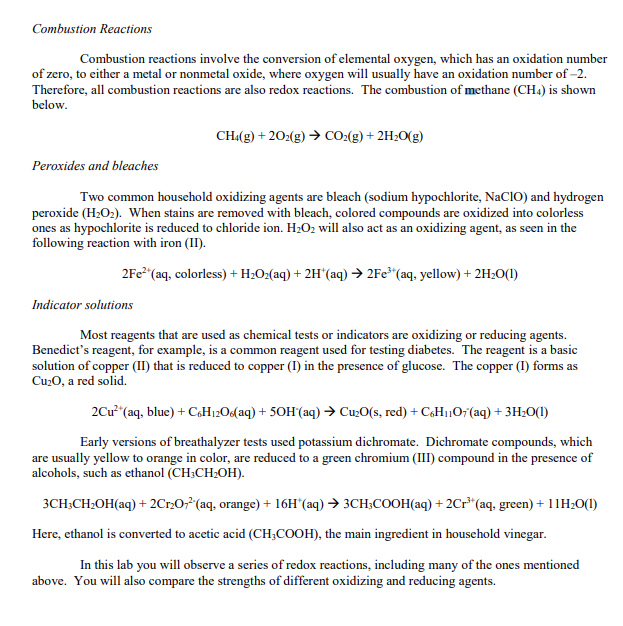 Introduction Oxidation-reduction (“redox”) reactions | Chegg.com