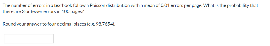 Solved The number of errors in a textbook follow a Poisson | Chegg.com
