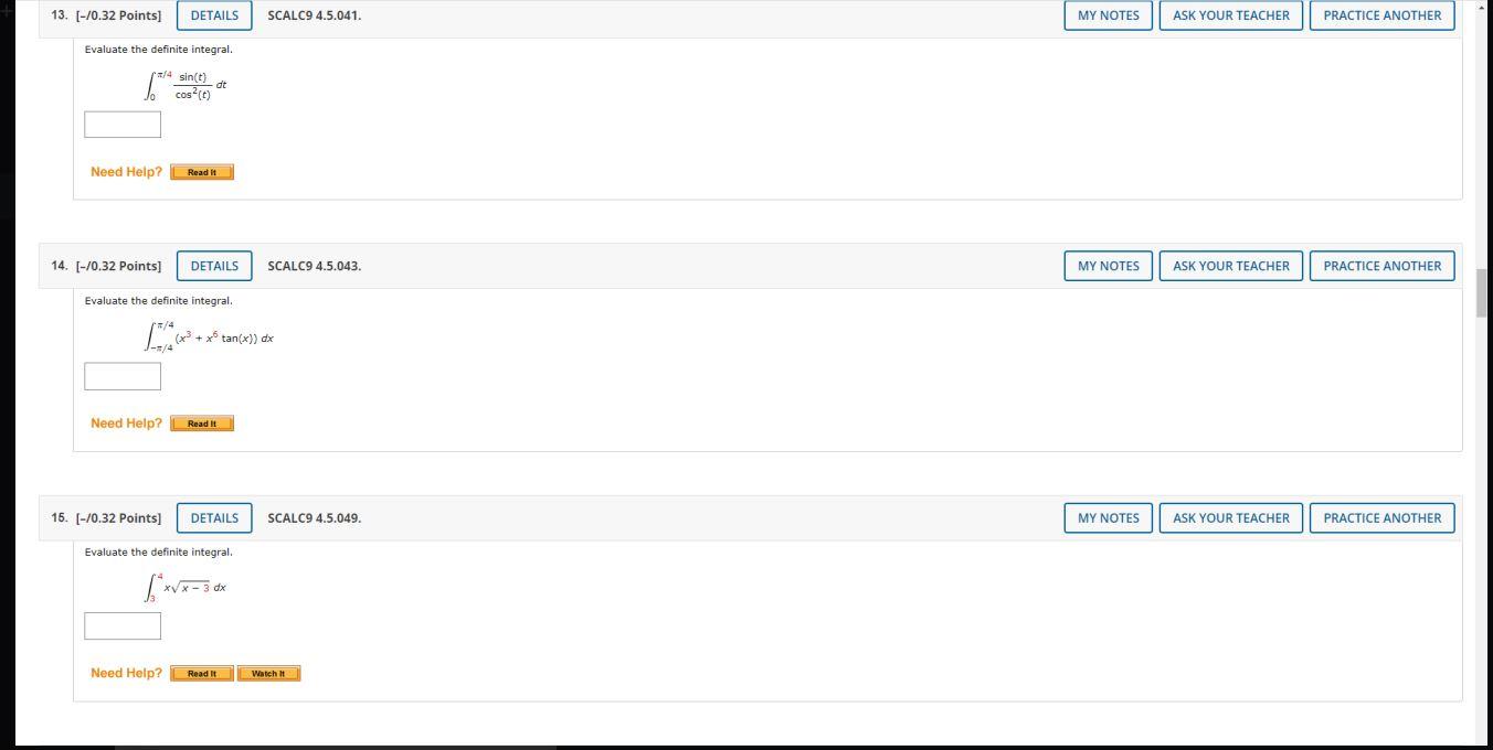 Solved Evaluate the definite integral. ∫0π/4cos2(t)sin(t)dt | Chegg.com