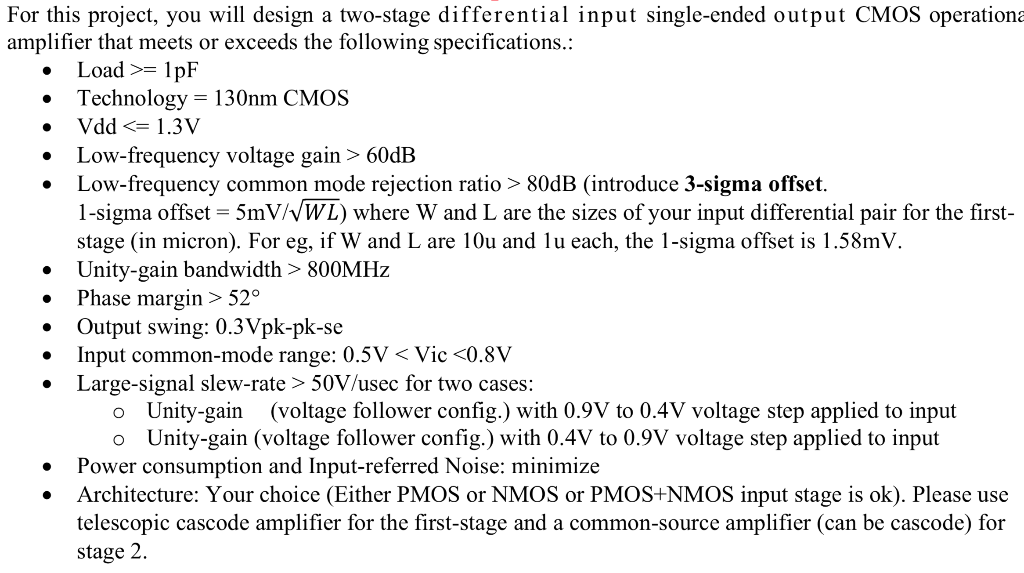 For this project, you will design a two-stage | Chegg.com