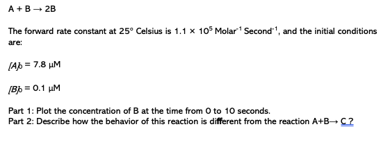 Solved A+B→2B The forward rate constant at 25∘ Celsius is | Chegg.com