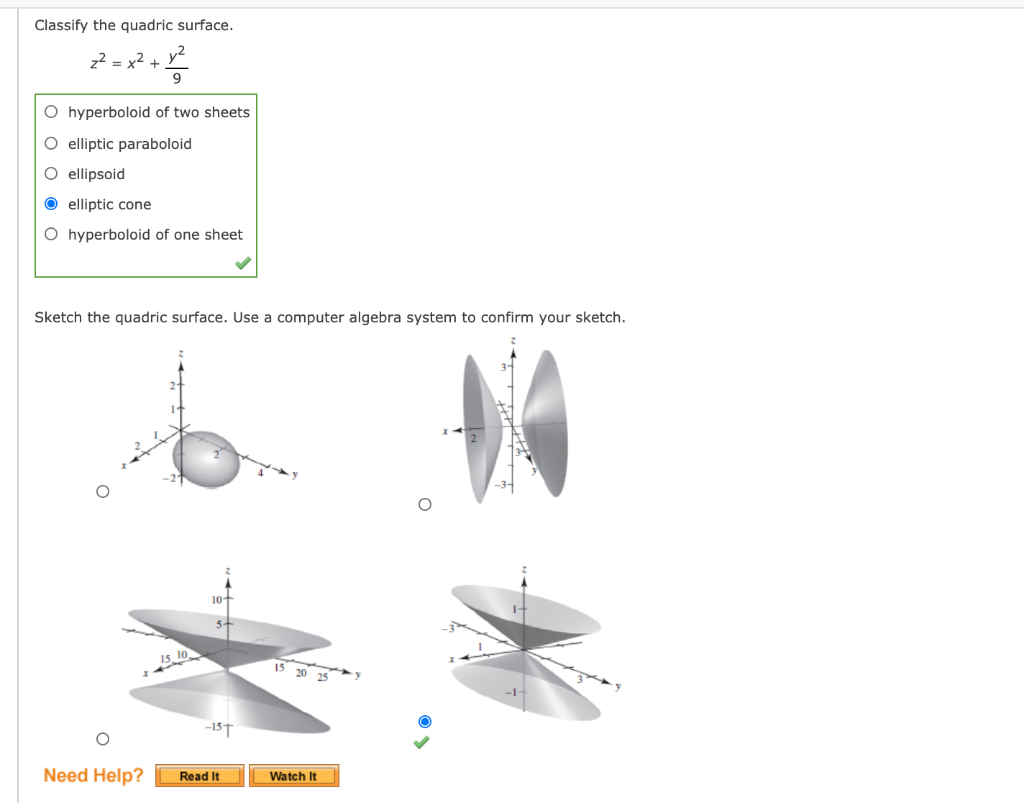 Solved Classify The Quadric Surface Z2 X2 Y2 9 Chegg