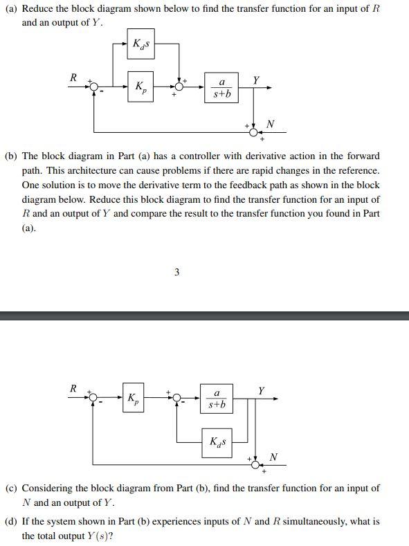 Solved (a) Reduce the block diagram shown below to find the | Chegg.com