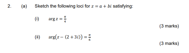 Solved 2. (a) Sketch the following loci for z=a+bi | Chegg.com