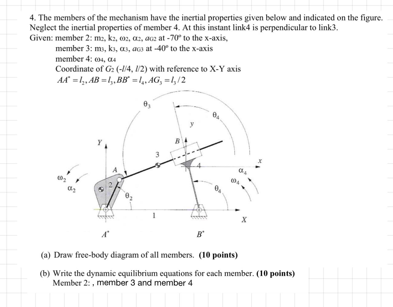 4. The members of the mechanism have the inertial | Chegg.com