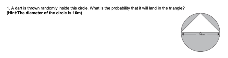 Solved A dart is thrown randomly in this circle what is the | Chegg.com