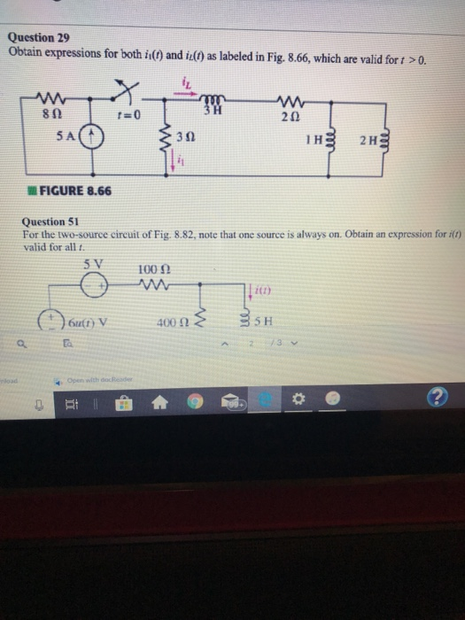 Solved Question 29 Obtain expressions for both i() and i) as | Chegg.com