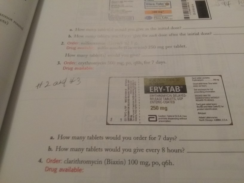 Solved Vibra Tabs a. 1H dgive as the initial dose? b. How | Chegg.com