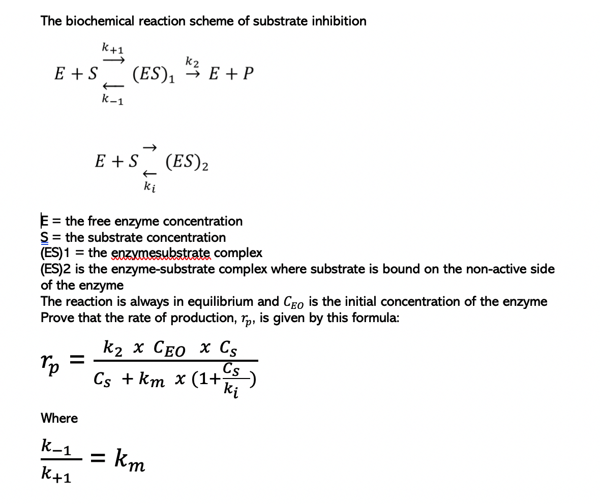Solved The biochemical reaction scheme of substrate | Chegg.com